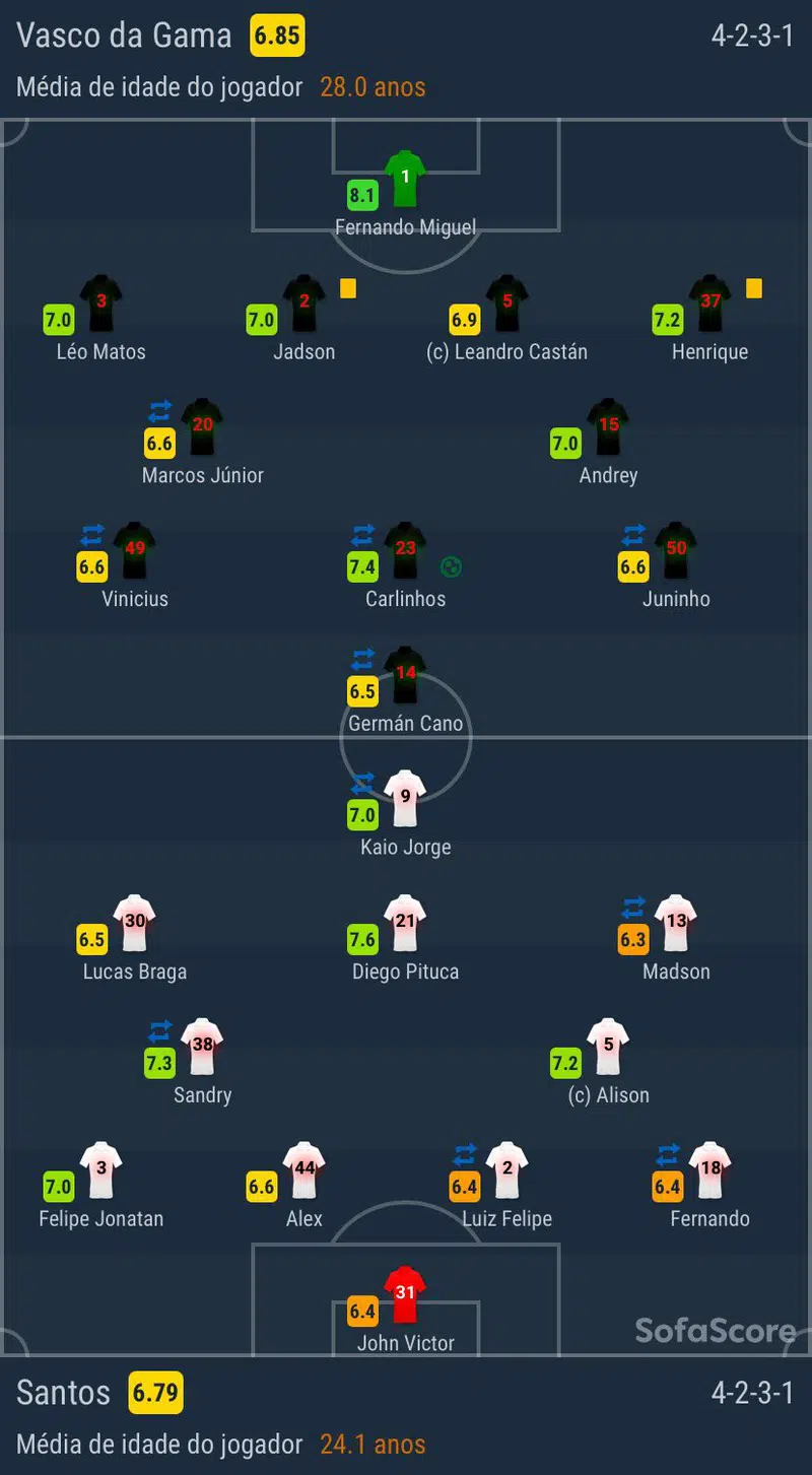 Confira os números de Vasco 1 a 0 Santos | SuperVasco