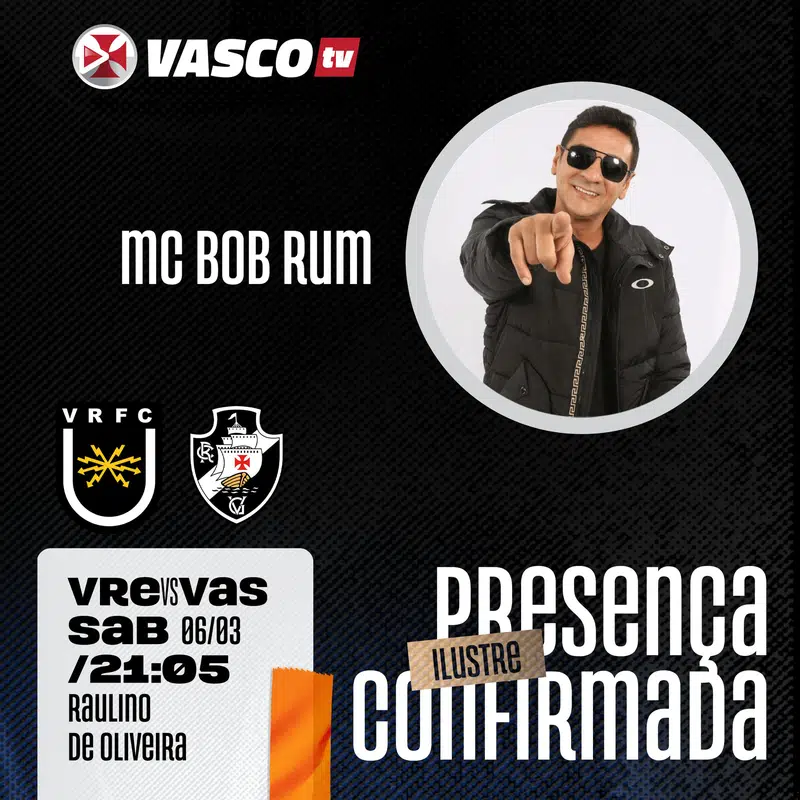 MC Bob Rum participará da transmissão do #PayPerVasco | SuperVasco